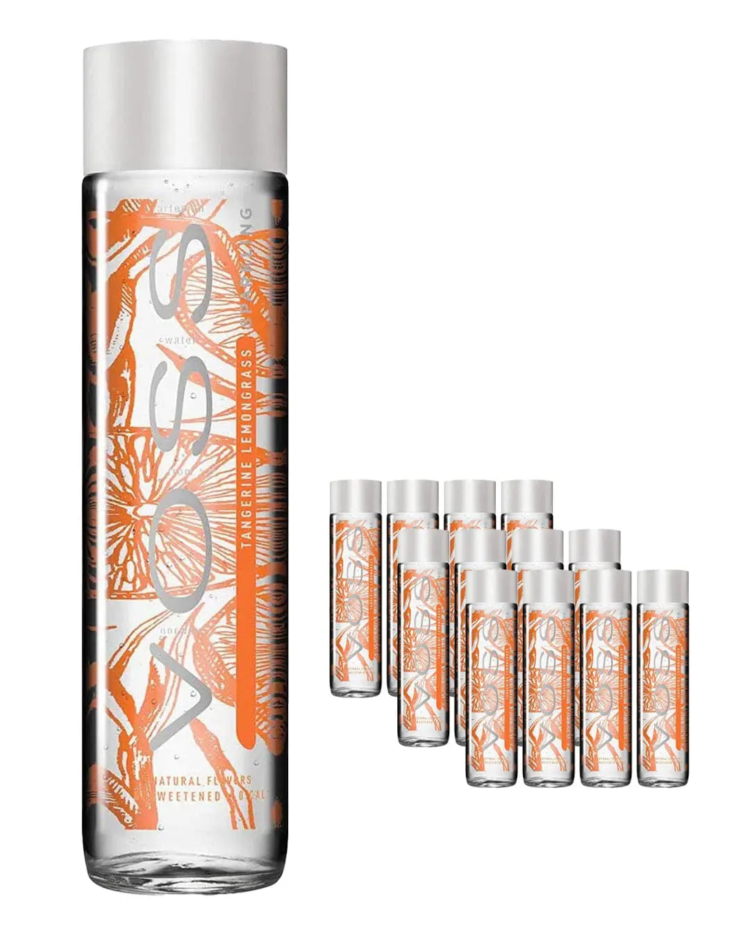 Voss Tangerine Lemongrass Sparkling Water Glass Bottle Multipack, 12 x