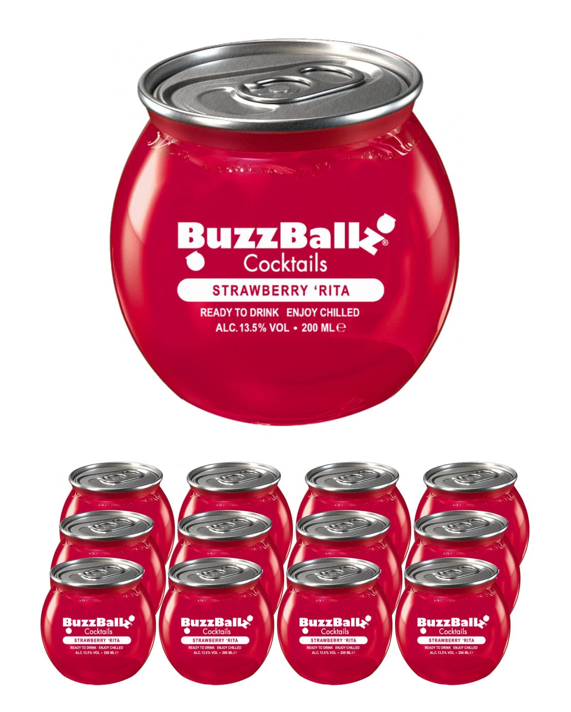 BuzzBallz Strawberry Rita Cocktail Multipack, 12 x 200 ml – The Bottle Club