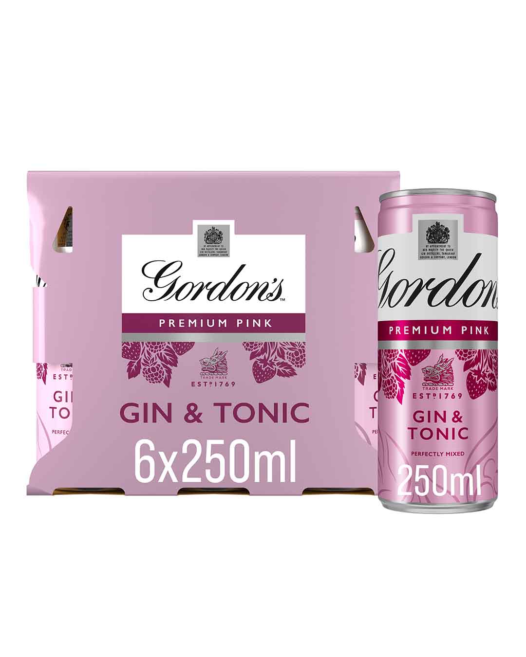 Gordon's Pink Gin & Tonic Premixed Cocktail Can Multipack, 6 x 250 ml ...