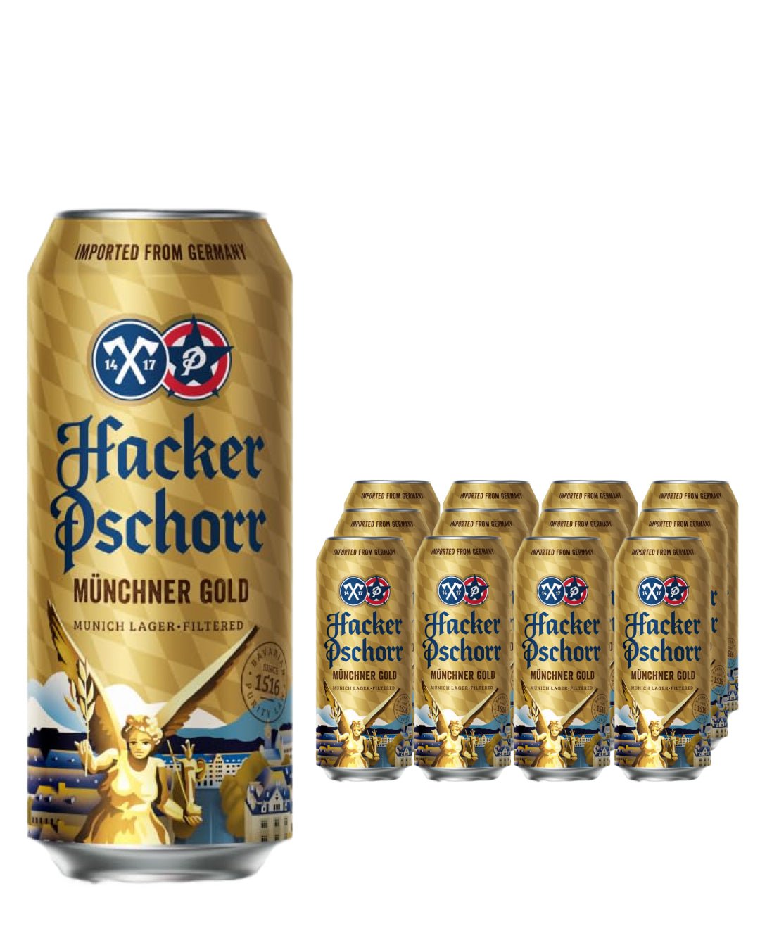 Hacker-Pschorr Munchner Gold Beer Can Multipack, 12 x 500 ml – The ...