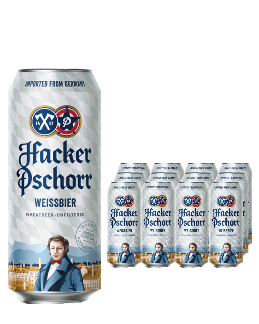 Hacker Pschorr Weissbier Beer Can Multipack, 12 x 500 ml BBE 02/07/202 ...