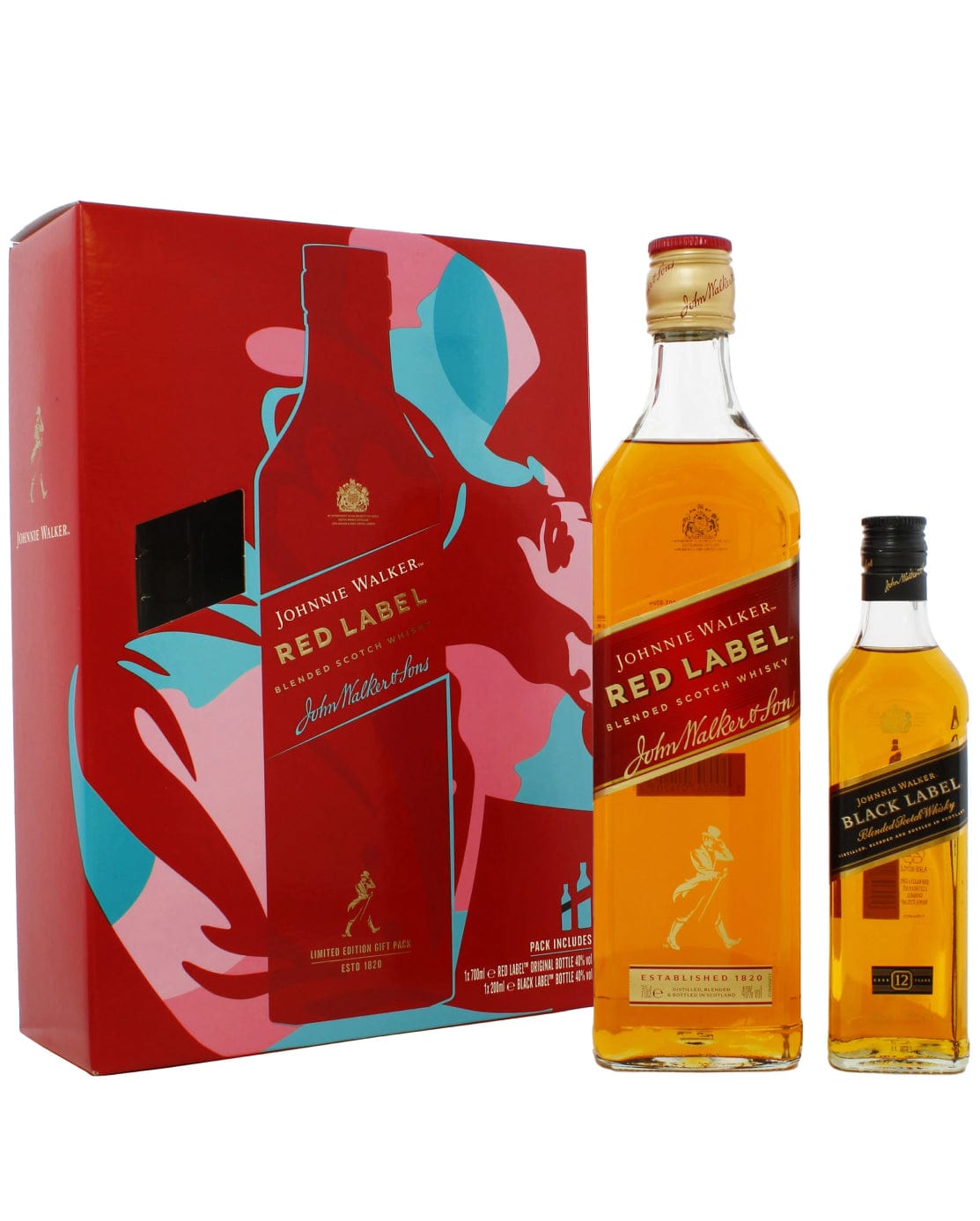 Johnnie Walker Red Label Whisky 70 cl with Black Label 20 cl Gift Pack ...