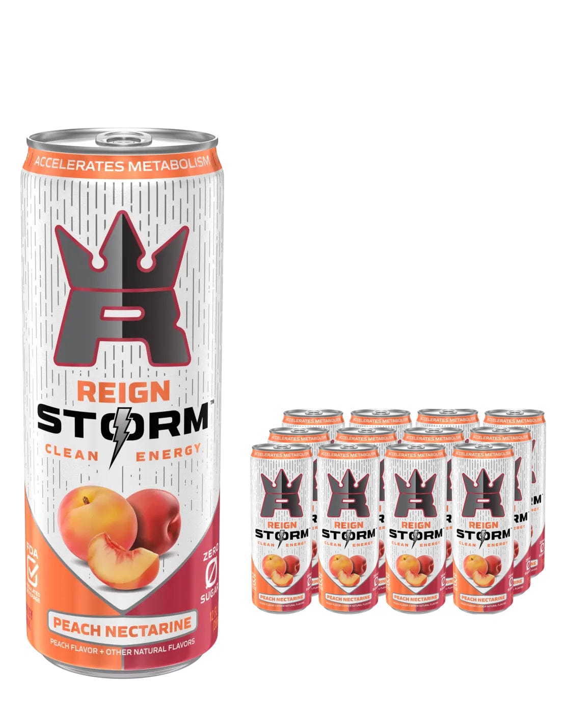 Reign Storm Peach Nectarine Clean Energy Drink Multipack, 12 x 355 ml ...